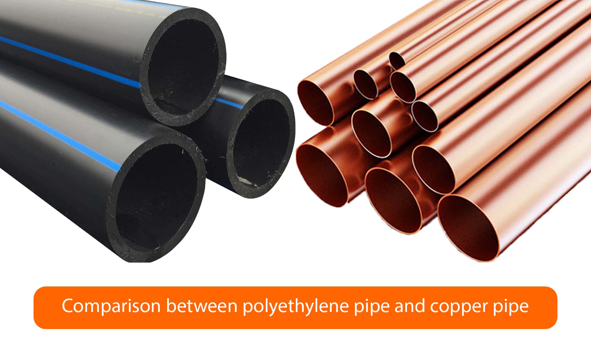 Comparison between polyethylene (PE) pipe and copper pipe in terms of various factors